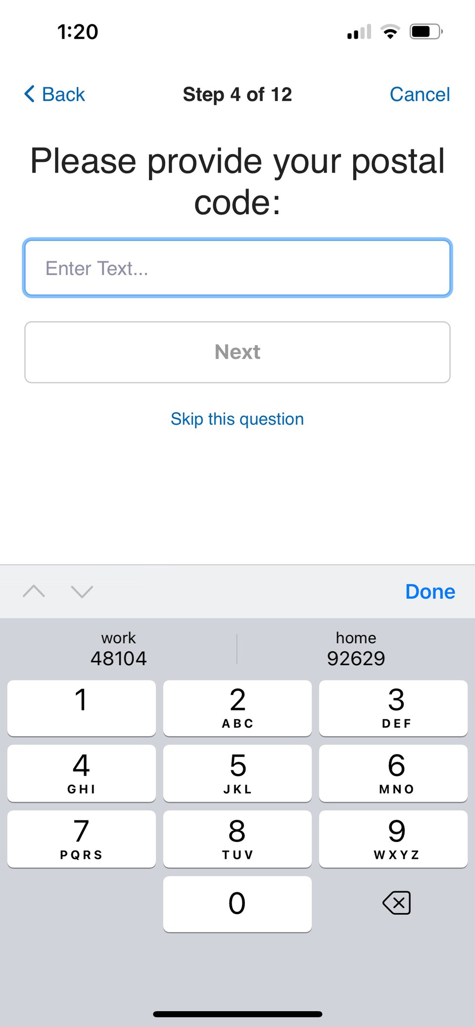 Answer Format: Postal Code